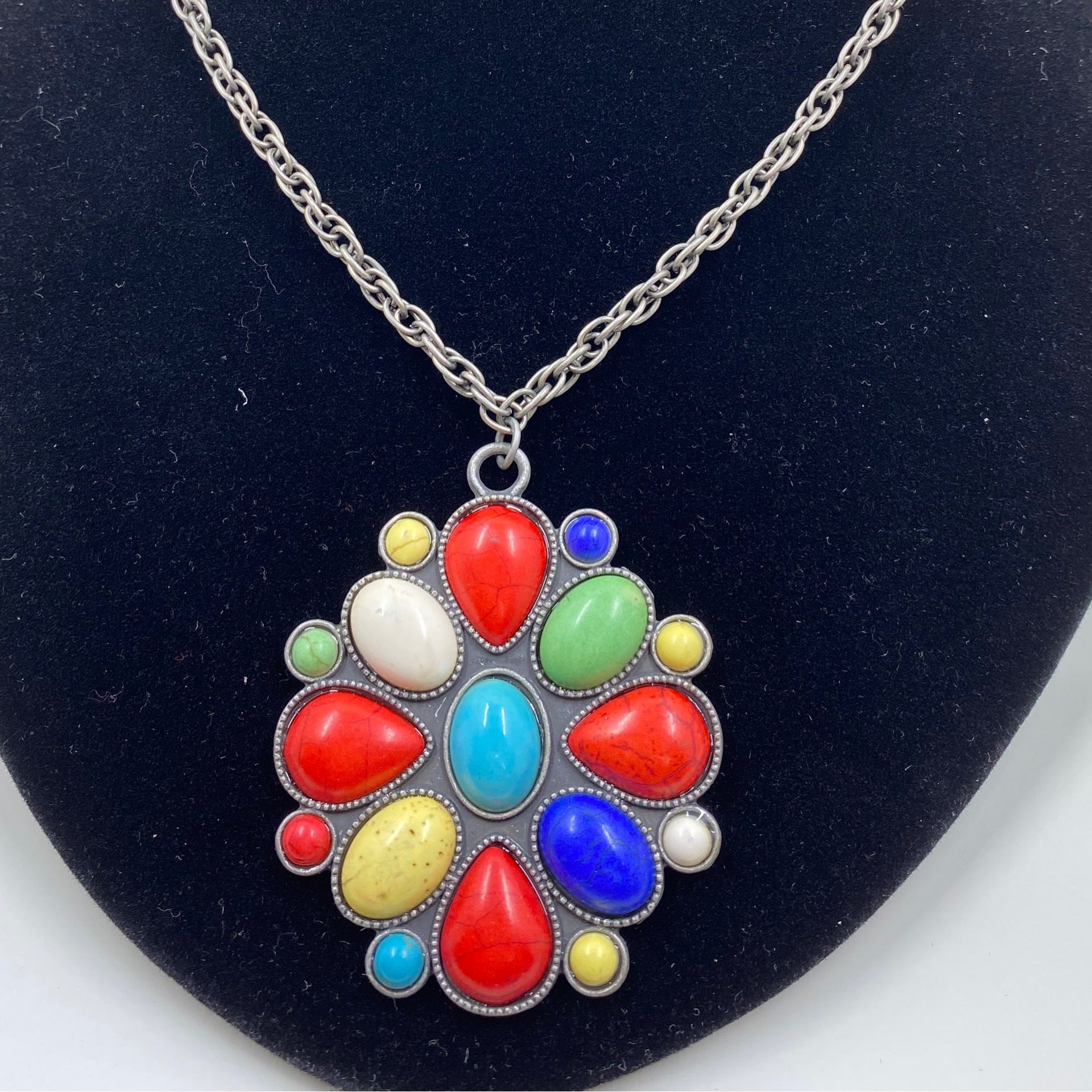 Silver Multicolor chain necklace | Arviancy Handcrafted Jewelry & More